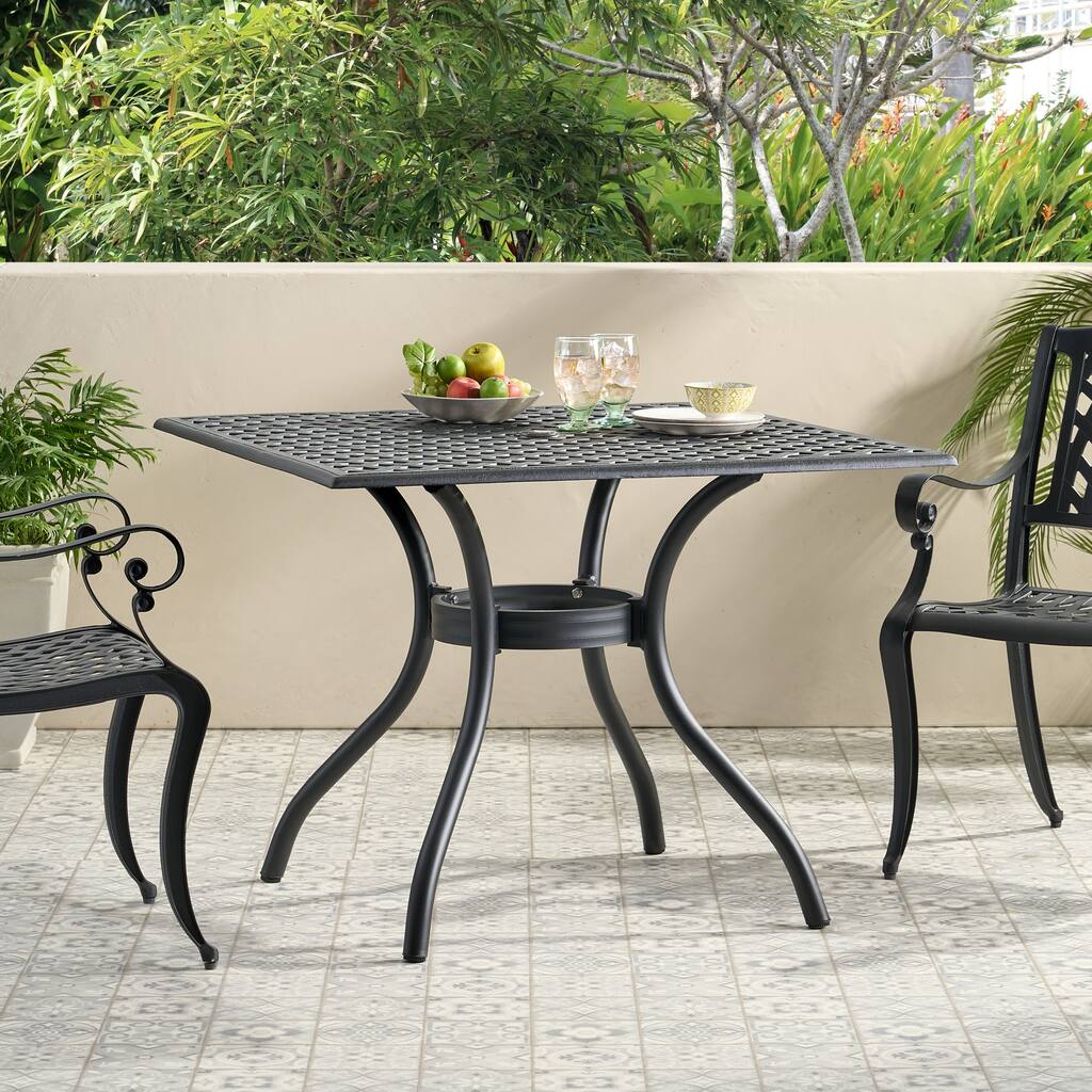 Cayman Black Sand Cast Aluminum Dining Table by Christopher Knight Home ...