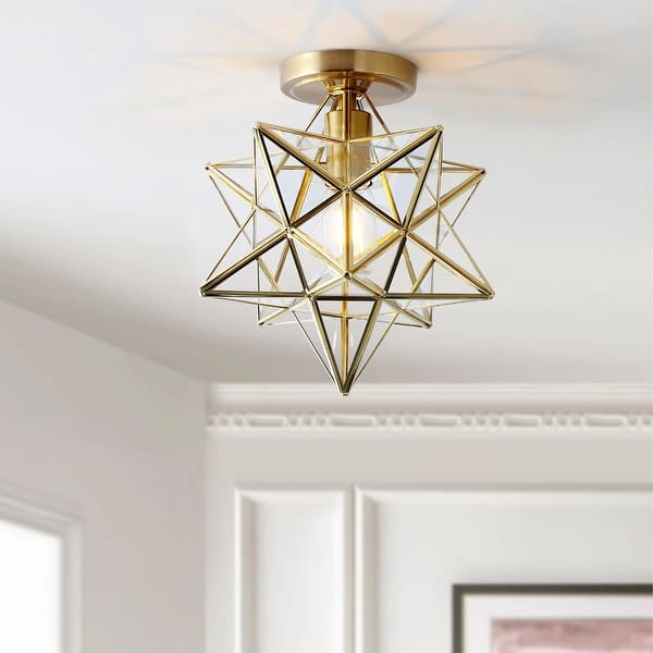 Modern Gold 1-Light Moravian Star Geometric Ceiling Lighting Fixture ...