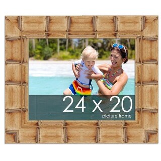 24x20 Bamboo Natural Complete Wood Picture Frame with UV Acrylic, Foam ...