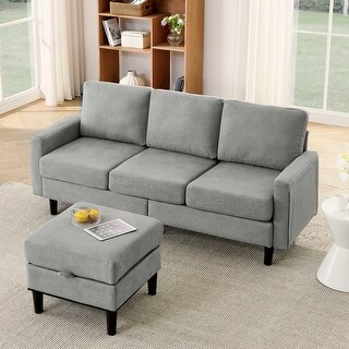 Light Gray Sectional Sofa L-Shaped Couch Sets with Storage Ottoman - Bed Bath & Beyond - 39069961