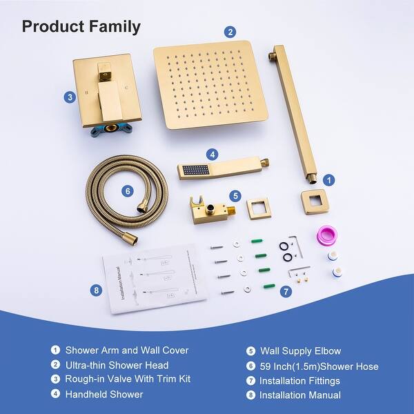 Rainlex 10 Inch Brushed Gold Ceiling-Mounted Shower System - Bed Bath & Beyond - 37541791