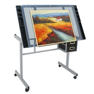 Drafting Table Art Desk Artist Drawing Adjustable Craft Drawers Glass ...