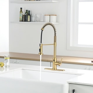 Single Handle Touchless Automatic Smart Kitchen Faucet in Brushed Gold ...
