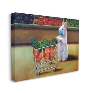 Stupell Bunny Rabbit Carrot Shopping Face Mask Detail Canvas Wall Art ...