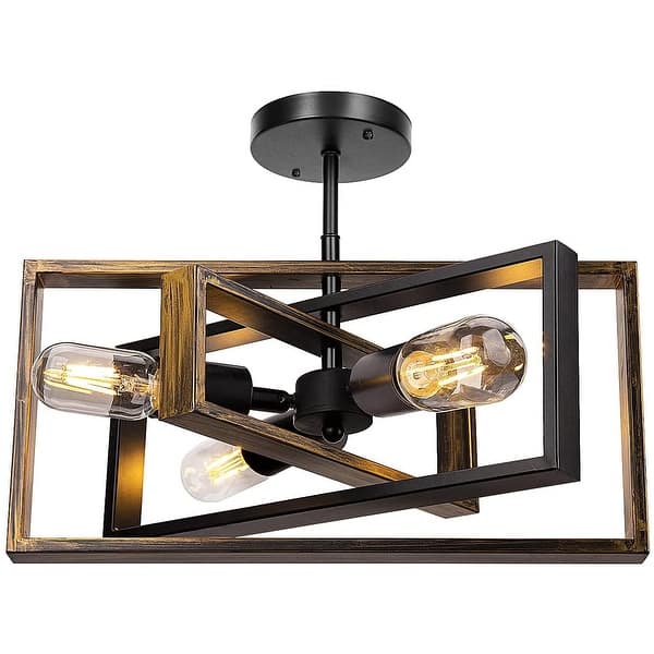 Industrial rustic ceiling light 3 light farmhouse flush mount ceiling ...