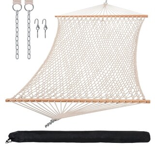 Hammocks Traditional Rope Double Hammock with Hardwood Spreader Bar and ...