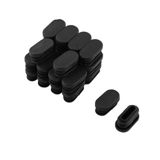 16mm x 30mm Plastic Oval Shaped End Cup Tube Insert Black 24 Pcs - Bed ...