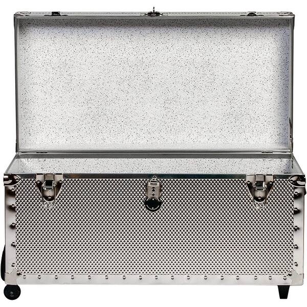 Embossed Steel Trunk with Wheels - Silver - Bed Bath & Beyond - 16343081