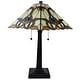 Tiffany Style Table Lamp Mission 23" Tall Stained Glass Tan Decor Night ...