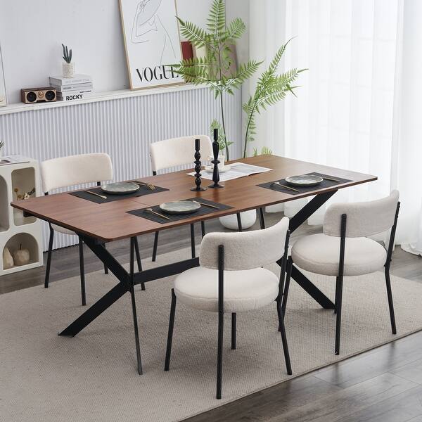 HCHAIRH Teddy Fabric Upholstery Dining Chairs Curved Back Metal Frame ...