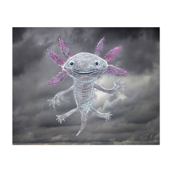 The god of axolotl Collage Clouds Cute Salamander Art Print/Poster ...
