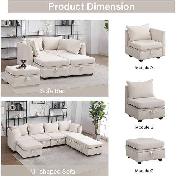Sectional Sofa Set With Storage And Flexible Modular Combinations - Bed ...