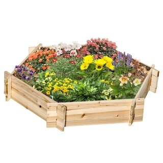 Wooden Raised Garden Bed, Hexagon Screwless Planters - Bed Bath ...