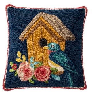Indoor/Outdoor Birdhouse Hooked Pillow 18"x18" - Bed Bath & Beyond ...