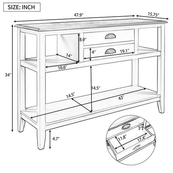 Modern Console Table with 2 Drawers and Open Storage Shelves - Bed Bath ...