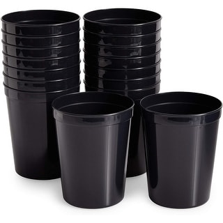 Black Stadium Cups, Reusable Plastic Party Tumblers (16 oz, 16 Pack ...