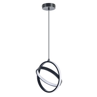 Modern LED 2-Ring Circular Pendant Light, 360°Rotatable,Height ...