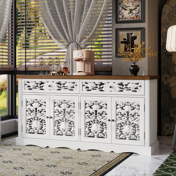 white rustic sideboard