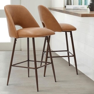 Faux Leather Modern Bar Stool Walnut Leg (Set of 2) - On Sale - Bed ...