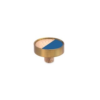 Mascot Hardware Athena Effect Wood & Brass Blue Cabinet Knob - Bed Bath ...