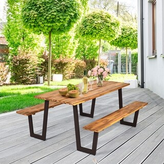 70 Inch Dining Table Set with Seats and Umbrella Hole - Bed Bath ...