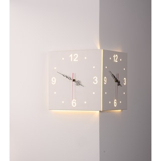 Motion Sensor Backlit Corner Clock Wall Clock Iron Metal Clock Creative ...