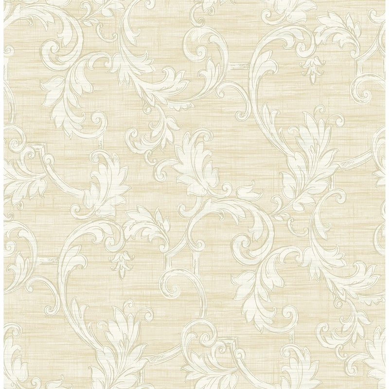 Seabrook Design Apollo Leaf Scroll Unpasted Wallpaper - Overstock ...