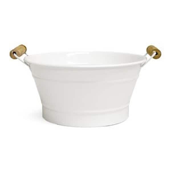 White Finish Metal Bucket - Bed Bath & Beyond - 36880522
