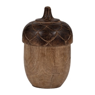 Wood, 7" Carved Acorn, Natural, Round, 7"H, Solid - 5" x 5" x 7" - Bed ...
