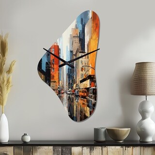 Blue Grey Mid Century Metropolis II - Abstract Midcentury Wall Clock in ...