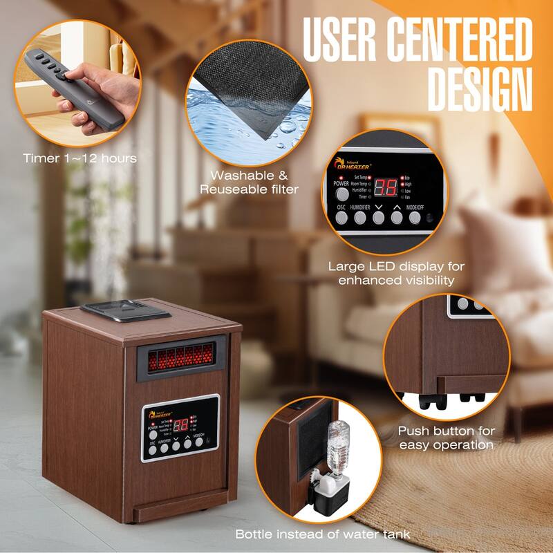 Dr Infrared Heater , with Humidifier, Oscillation Fan, Walnut - Bed ...