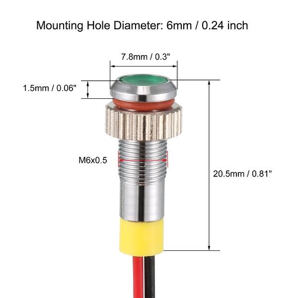 LED Indicator Light 110V Flush Panel Mount LED Metal Shell 5Pcs - Green ...
