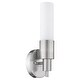 Silver Narrow Wall Light with Frosted Glass Shade - 6' x 7' - Bed Bath ...