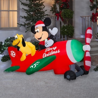 Gemmy Animated Airblown Inflatable Mickey and Pluto Clubhouse Airplane ...