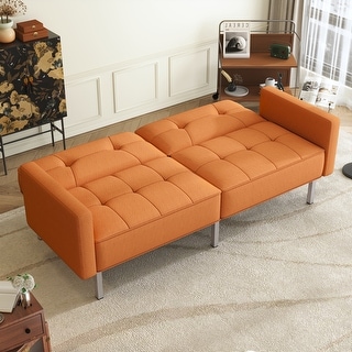Convertible Folding Futon Sofa Bed, Orange - Bed Bath & Beyond - 41103800
