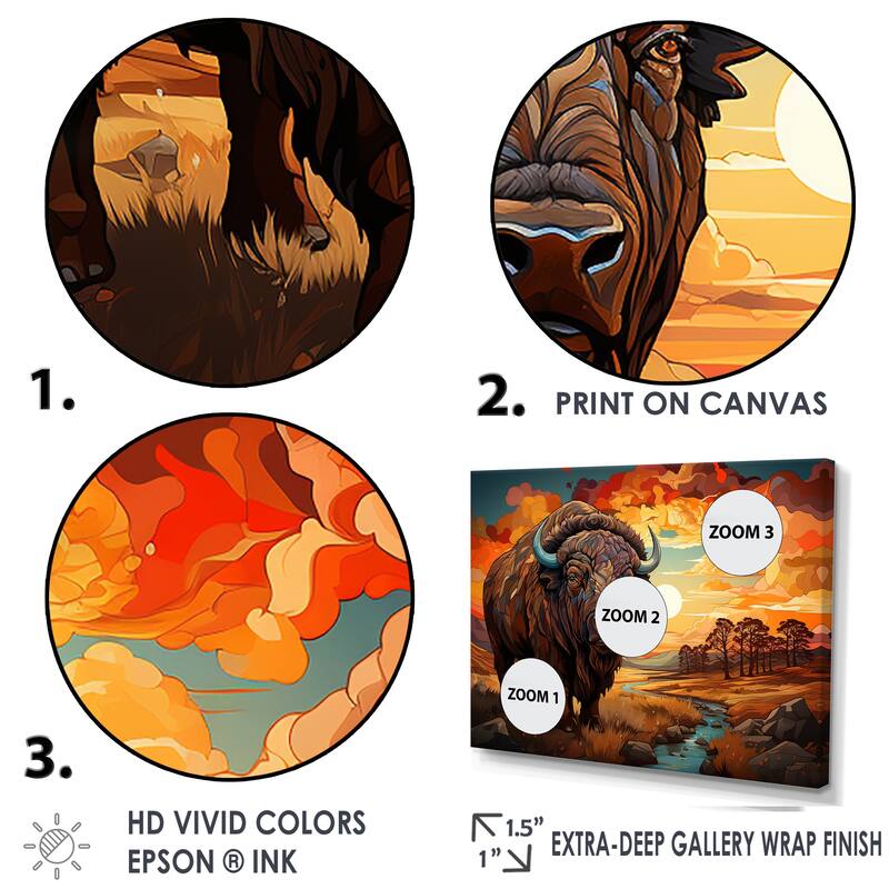 Designart "Native Buffalo Guardian Of Meadow" Native American Art ...