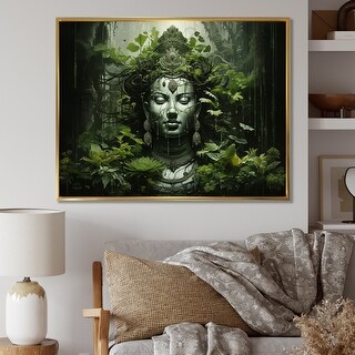 Designart "Buddhism Sacred Mantra II" Spiritual Framed Wall Art Living ...