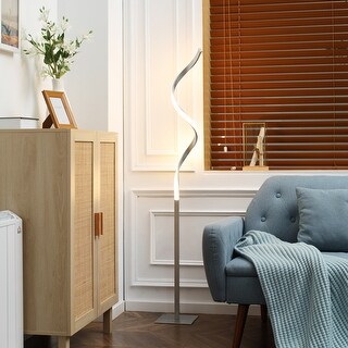 Modern LED Standing Lamp Warm White with Square Base and Foot Switch ...