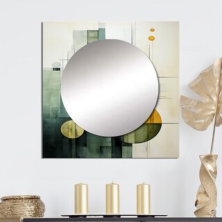 Designart "Olive Orbits Abstract Shapes I" Abstract Shapes Wall Mirror ...