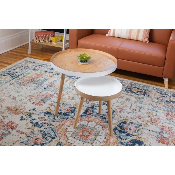 2-Piece Nestable End Tables for Living Room, Bedroom and Small Spaces ...