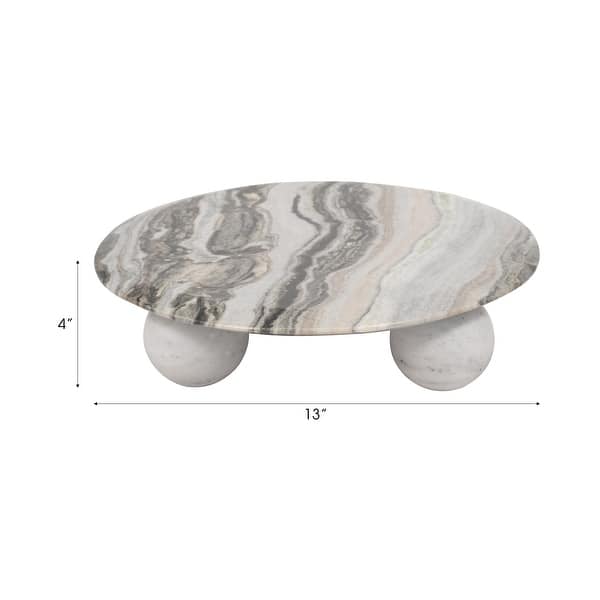 Modern Neutral 13" Ceramic Marble Riser 2tone Platter Serving Tray - 13 ...