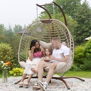 FINCATI Outdoor Oversized Double Egg Patio Swing Chair, 680 lbs Indoor ...