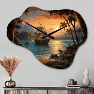 Designart - Pirate Boat Lost Isles - Pirate Large Wall Clock in ...
