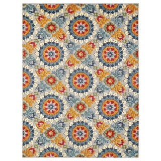 2' x 4' Orange Floral Lattice Indoor Outdoor Area Rug - 6' x 7' - Bed ...