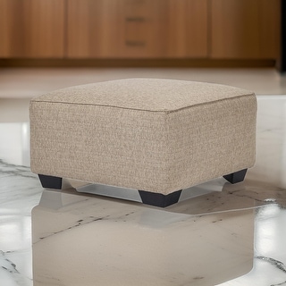 Square Textured Fabric Upholstered Oversized Accent Ottoman, Beige ...