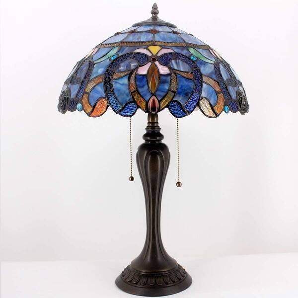 Tiffany Lamp Blue Purple Cloud Stained Glass Style Table Lamp 16X16X24 ...