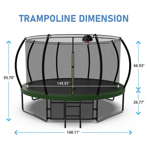 14FT Trampoline with Enclosure Outdoor Recreational Trampolines - Bed ...