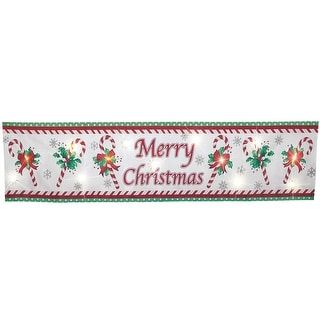 Merry Christmas Candy Cane Lighted Banner - 58 x 125 x 13 - Bed Bath ...
