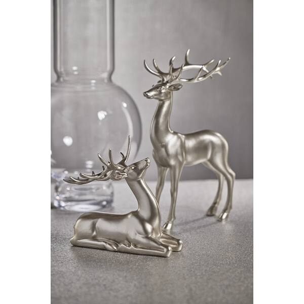 8" Silver Sitting Deer Figurine Statue - Bed Bath & Beyond - 38439832