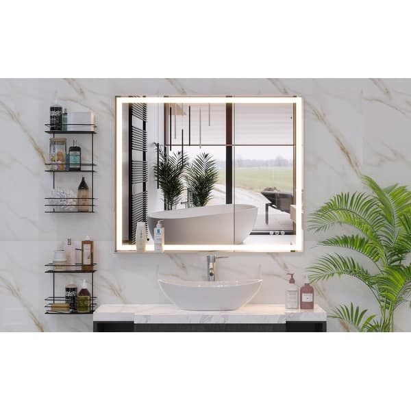 30x36 LED Bathroom Vanity Mirror Wall Mounted Adjustable White/Warm ...